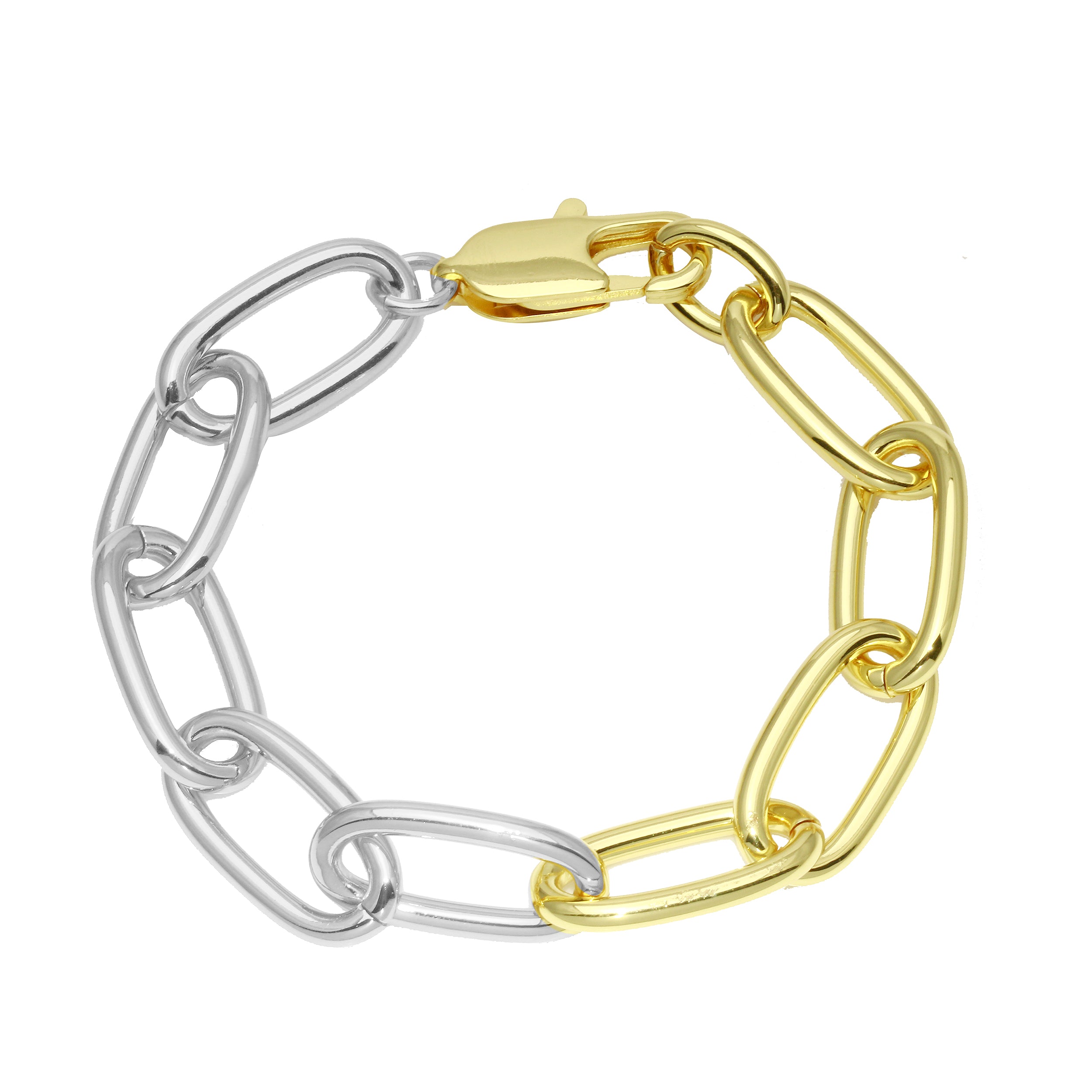 Chunky Two Tone Link Round Chain Bracelet – JTG Jewelry