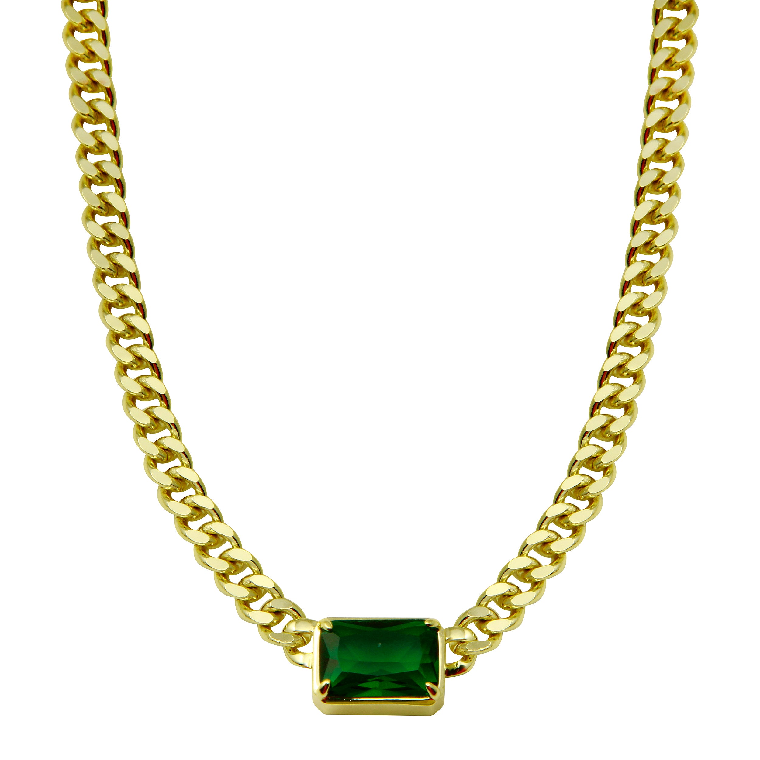 The Green Emerald Cuban Necklace – JTG Jewelry