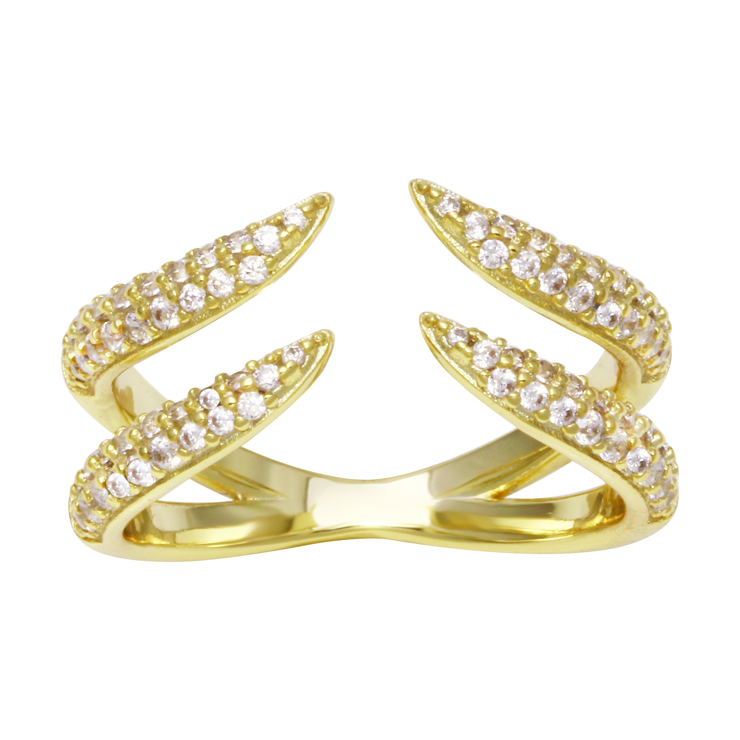 Pave Double Claw Open Ring – JTG Jewelry