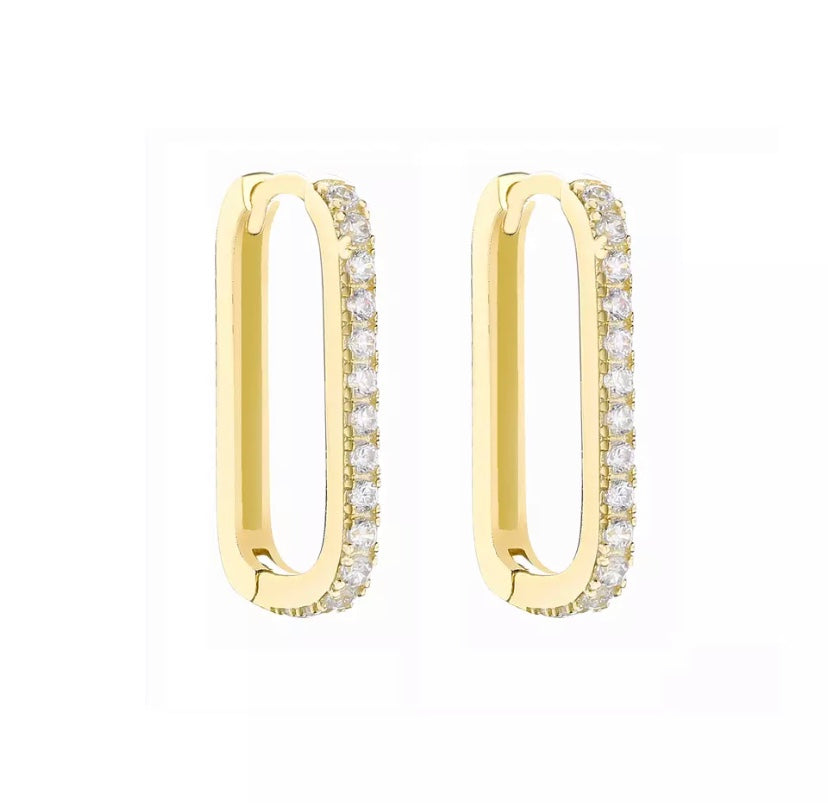 Rectangle Diamond Hoops – JTG Jewelry